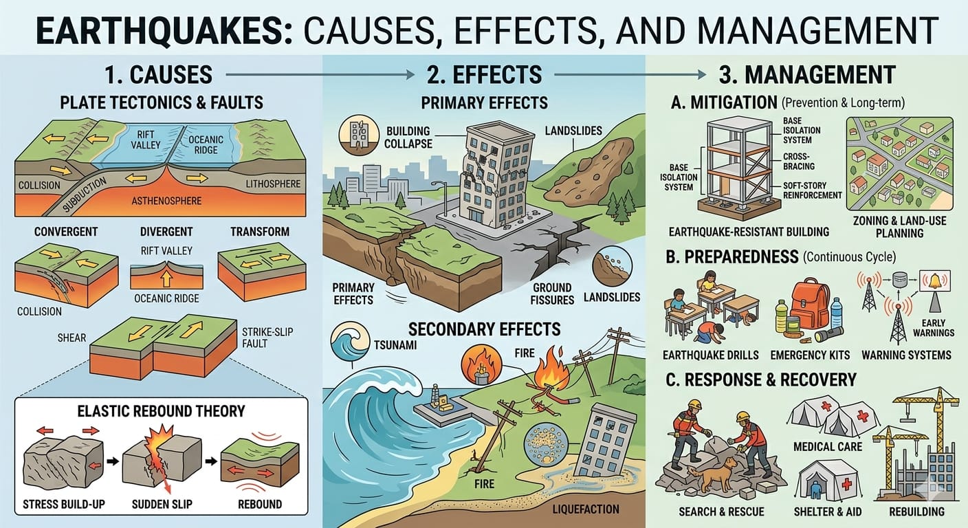 Earthquakes and their Causes, Effects and Management